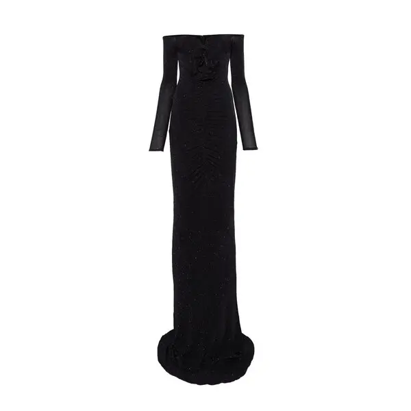 NISSA Floral-detail Ruched Maxi Dress