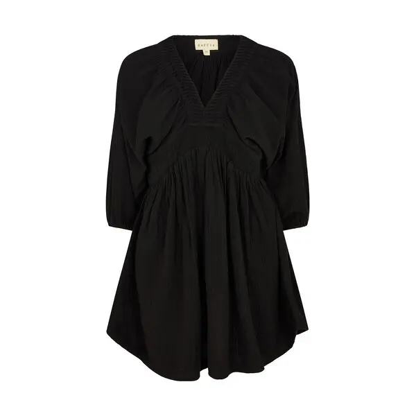 RAFFYA Soipoi Ruched V-neck Mini Dress