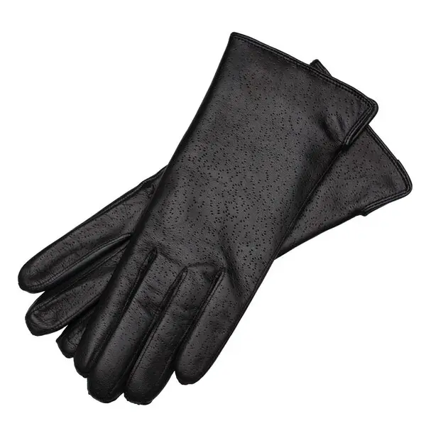 1861 GLOVE MANUFACTORY Assis Perforated Leather Gloves - Black