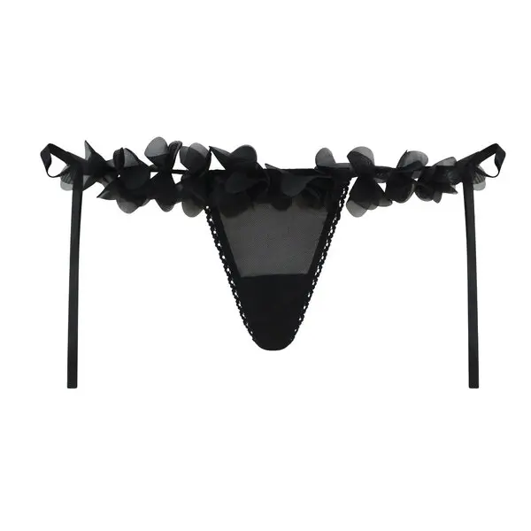 BELLE ET BON BON Fifi Petal Thong - Black