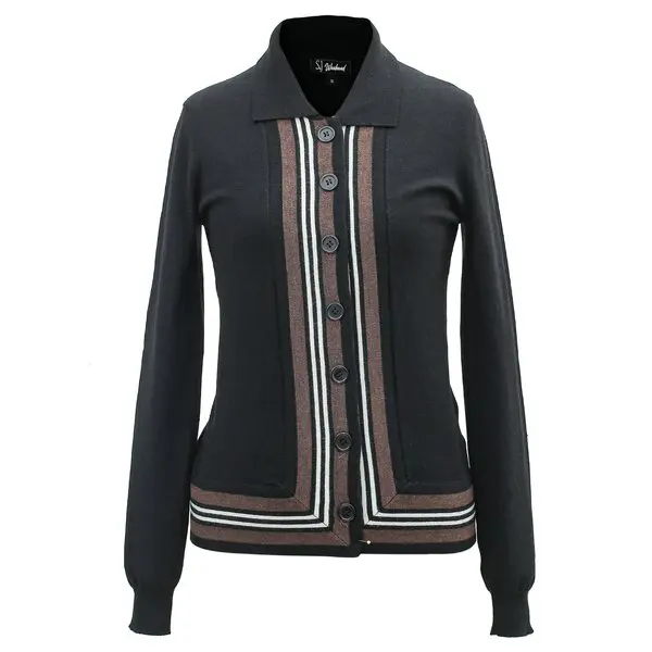 SMART AND JOY Contrasting Edge Cardigan - Brown