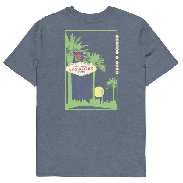 ANCHOR & CREW Heather Las Vegas Landmark Organic Cotton T-shirt - Blue