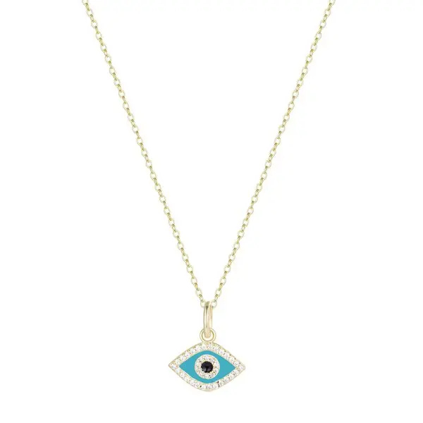 KAMARIA Evil Eye Enamel Charm Necklace - Blue