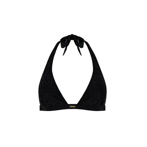 MONARCH Gisele Crystal Halter Bikini Top - Black