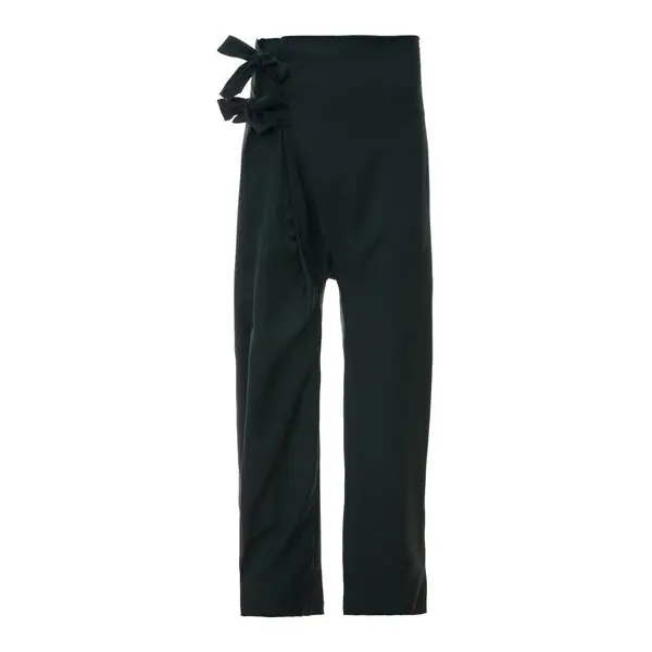 MOE Pine Wool Wide Leg Pants - Green