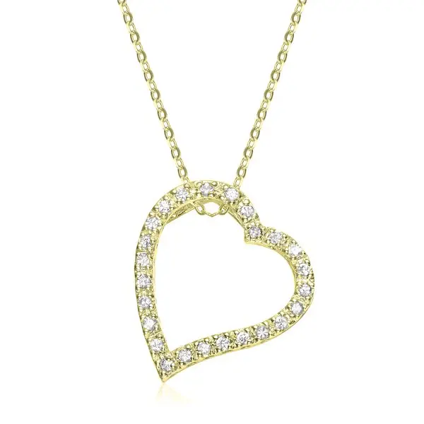 GENEVIVE Heart Halo Pendant Necklace - Gold