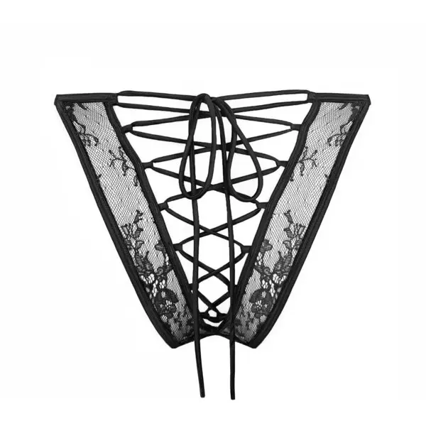 MONIQUE MORIN LINGERIE Moonstruck Lace-up Bikini Bottom - Black