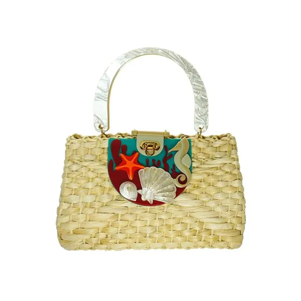 GISSA BICALHO Handmade Straw Bag With Acrylic Detailing - Beige
