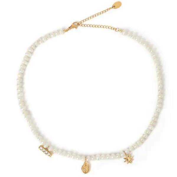 ARMS OF EVE Gold Plated Paradiso Pearl Necklace - Gold/white