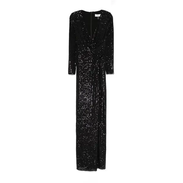 NISSA Sequin Maxi Dress - Black