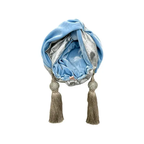 JULIA CLANCEY Snazzy Disco Velour Turban - Blue