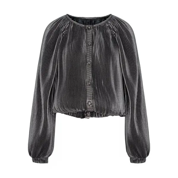 SILVIA SERBAN Pleated Voile Bomber - Silver