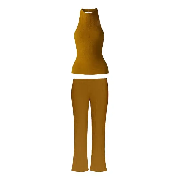 ATS THE LABEL Knit Set With Halter Neckline - Brown