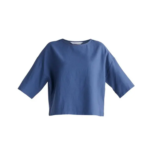 PAISIE Side Splits Detail Relaxed Top - Blue