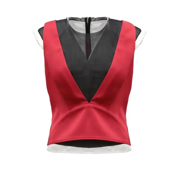 JULIA ALLERT Blouse With Mesh Inserts And Shoulder Pads