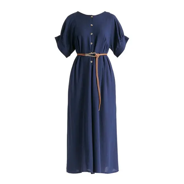 PAISIE Relaxed Fit Jumpsuit With Belt - Blue