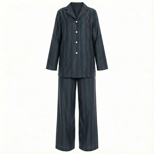 DECOFLUX HOME Long Cotton Pyjama Set Etno Baltic - Blue