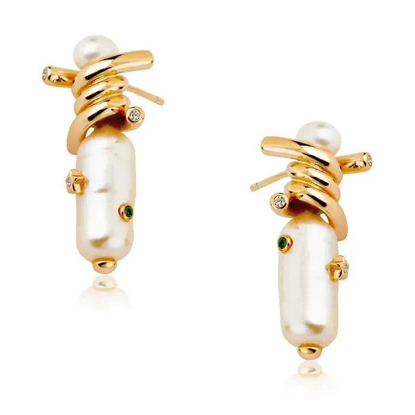 ARCTIC FOX & CO. Layla 18ct-plated Pearl Drop Earrings - Gold