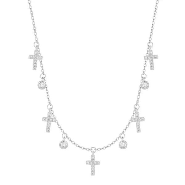 KAMARIA Mini Cross Choker Necklace - Silver