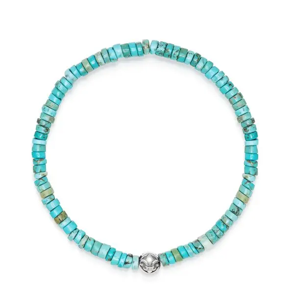 NIALAYA JEWELRY Wristband With Turquoise Heishi Beads - Blue