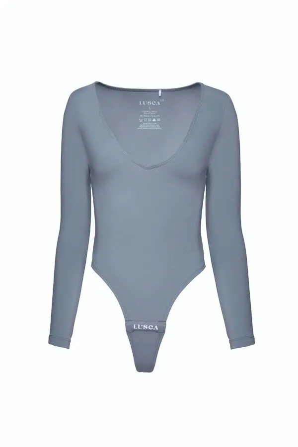 LUSCA Kimberly Smooth Stretch V-neck Thong Bodysuit