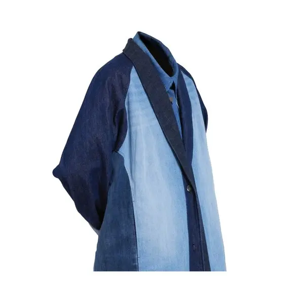 STORY WEAR Shawl Lapel Patchwork Denim Coat