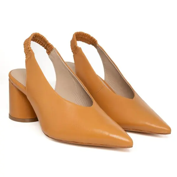 VICSON Athena Leather Slingbacks - Brown
