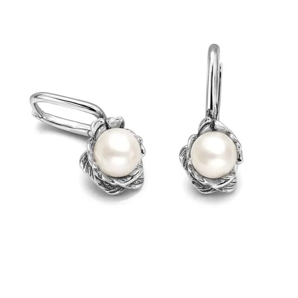 UNALOE Lumina Pearl Drop Earrings - Silver/white