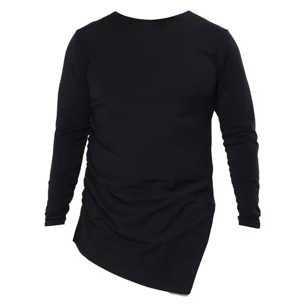 METAMORPHOZA Long Sleeve Cotton Top With Asymmetrical Hem