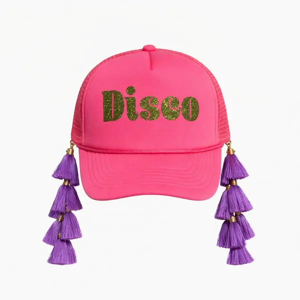 JULIA CLANCEY Disco Tassel Trucker Cap - Pink