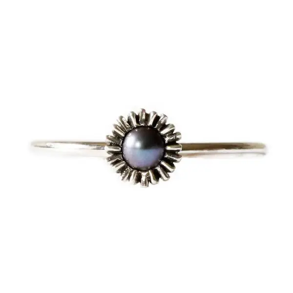 LEE RENEE Dahlia Bud Peacock Pearl Ring - Silver