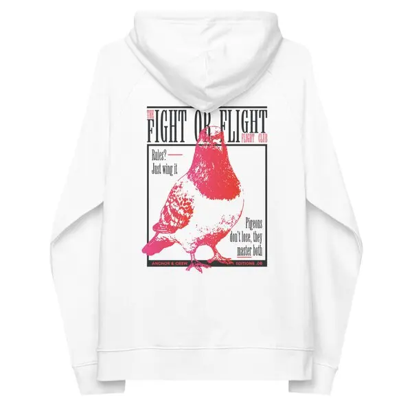 ANCHOR & CREW Organic Cotton "fight Or Flight Club" Hoodie - White