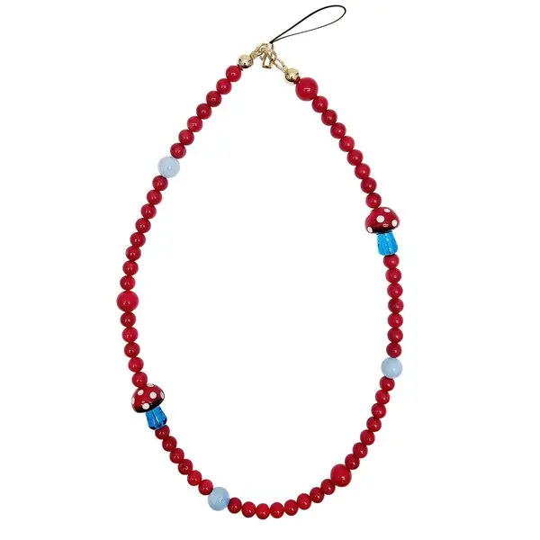 FARRA Bamboo Coral With Mushroom Phone Strap - Red