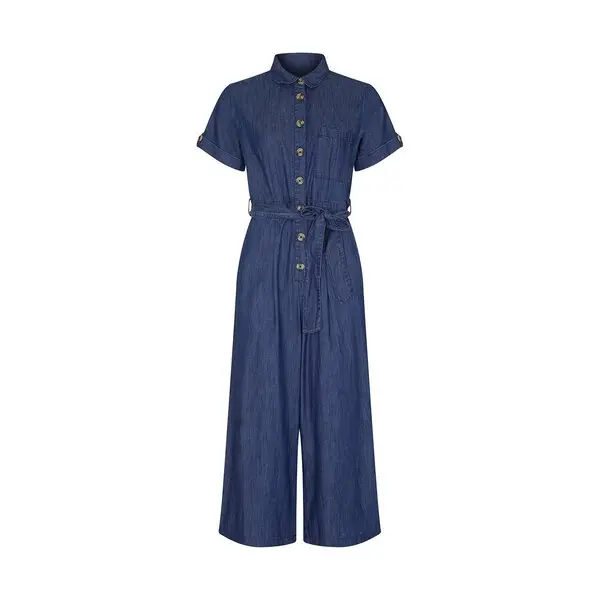YUMI Button Denim Jumpsuit - Blue
