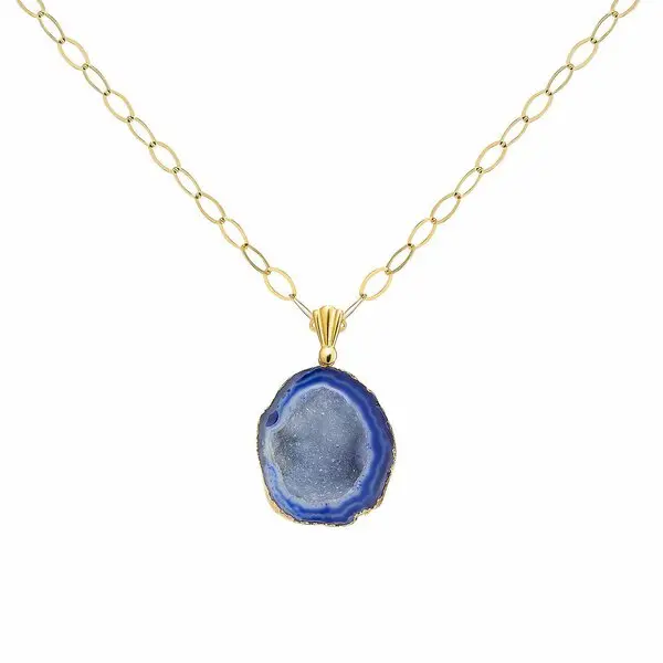 MAGPIE ROSE Agate Pendant Necklace - Blue