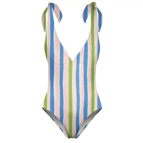 ALOHA FROM DEER Striped One-piece Swimsuit - Pink/green/blue