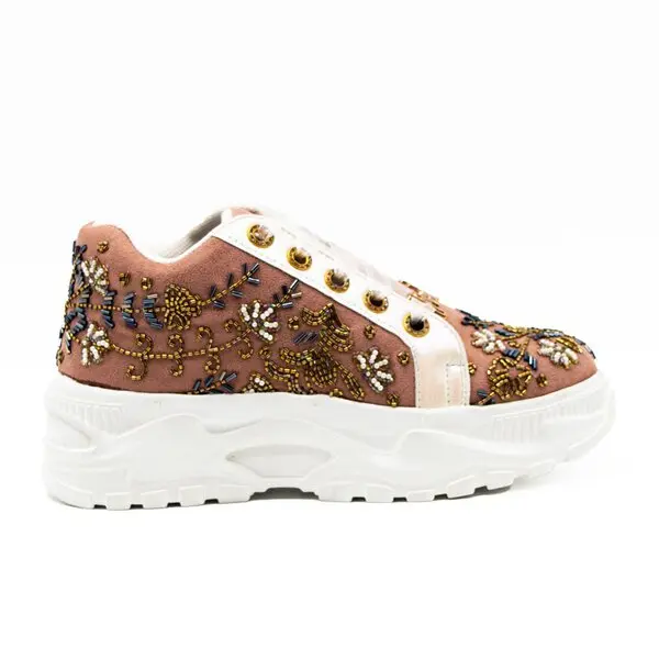 RETTROSE Diana Embellished Suede Trainers