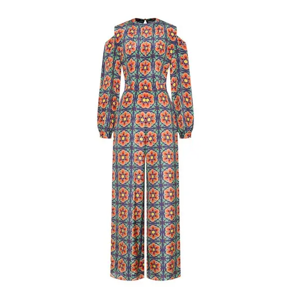 EMMA WALLACE Jie Floral Print Silk Jumpsuit - Purple