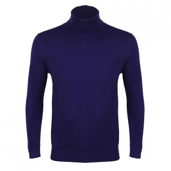 DAVID WEJ Wool Roll Neck Jumper - Blue