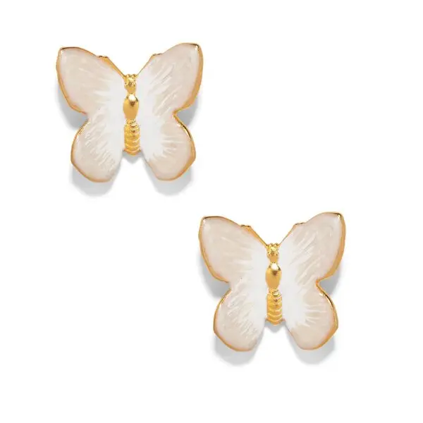 THE PINK REEF Pearl Glassine Butterfly Earrings - White
