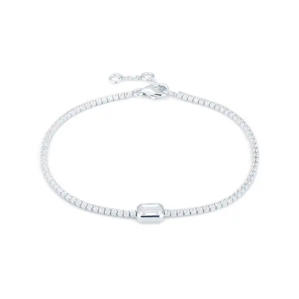 LULU B LONDON Cubic Zirconia Baguette Bracelet - Silver