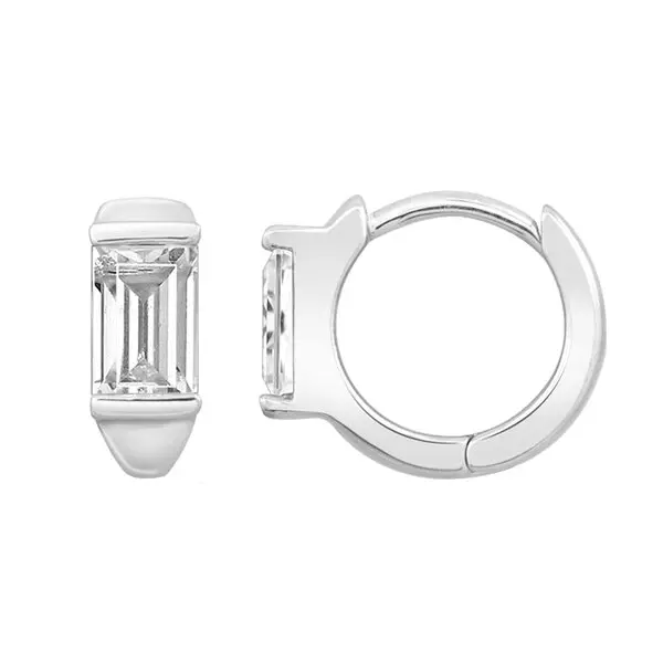 DIAMONBLISS Marilyn Monroe Solo Baguette Huggie Hoops - White