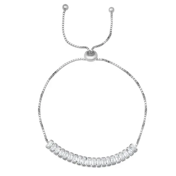 KYLIE HARPER Sterling Baguette-cut Cz Adjustable Bracelet - Silver