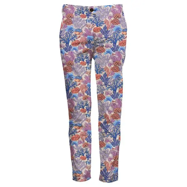 LORDS OF HARLECH Orange / Neutrals / Blue Jack Lux Coral Garden Pants Pumice - Orange/blue