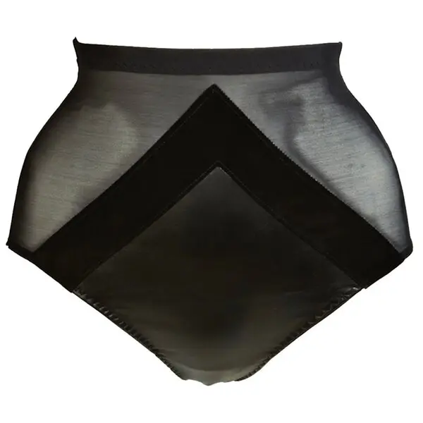 SOMETHING WICKED Ava Leather & Mesh High Waist Brief - Black