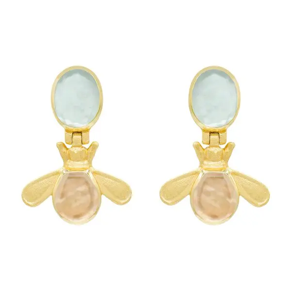 MARCIA MORAN Belle Stone Stud Bee Drop Earrings - Yellow