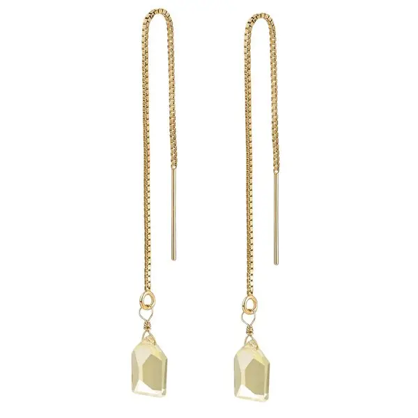 KATY FAYE Threader Earrings With Topaz Stone - Gold/yellow