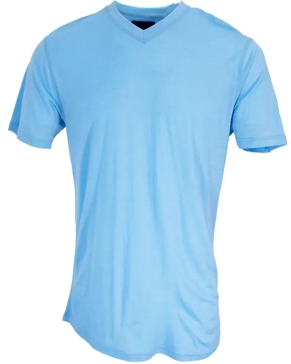 LORDS OF HARLECH Victor V-neck Merino Shirt - Blue