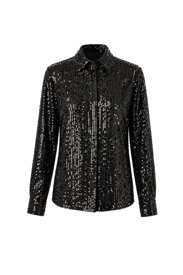 EXQUISE Sequin Embellished Regular Fit Shirt