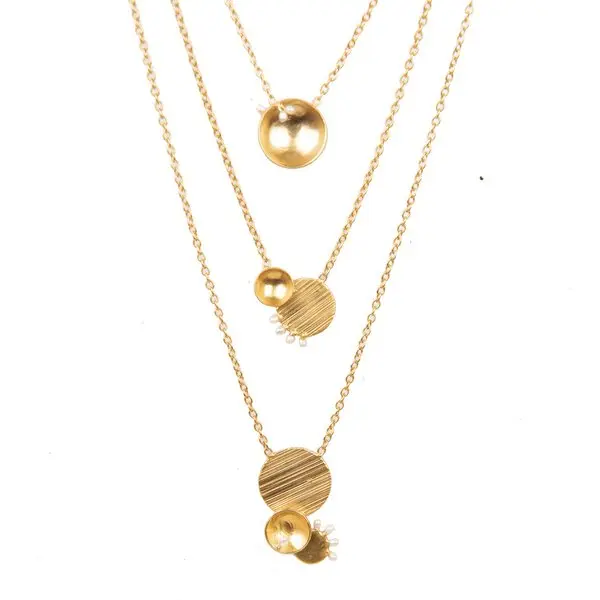 DHWANI BANSAL Afefe Layered Necklace With Freshwater Pearls - Gold